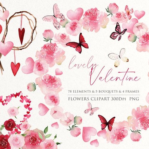 Pink Heart Clipart Watercolor Valentine Png Watercolor Heart - Etsy