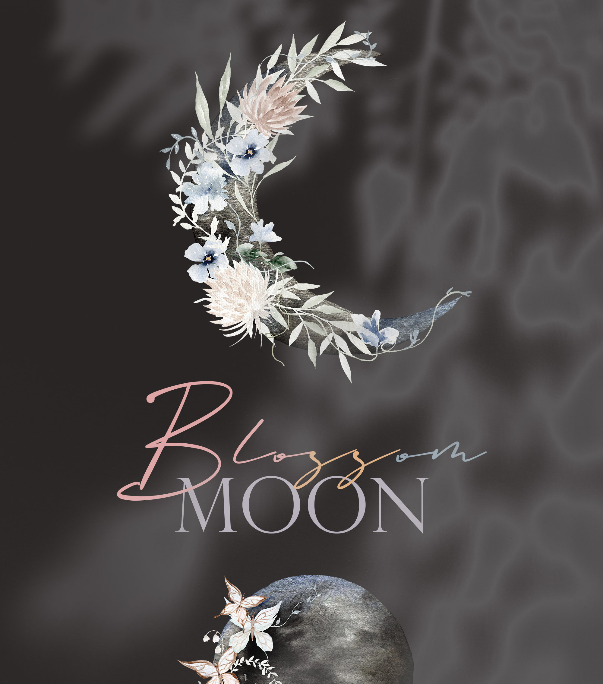 Blossom Moon Watercolor Flower Watercolor Moon Moon Flower - Etsy