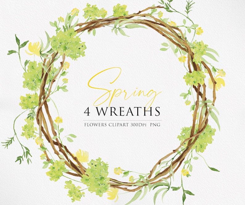 Watercolor Clipart Spring Wreaths Floral Arrangements - Etsy