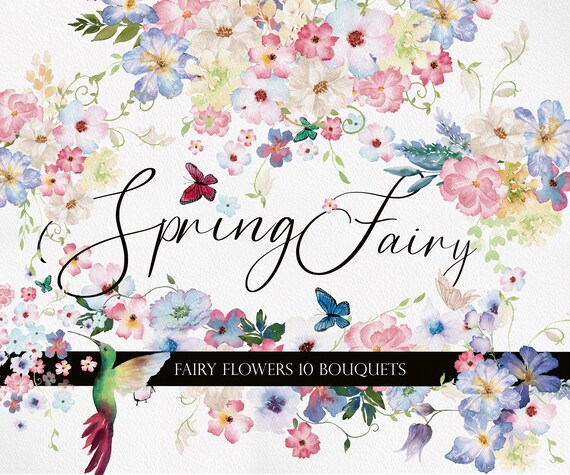 Spring Fairy Flower Watercolor Flower Flower Clipart Pastel - Etsy