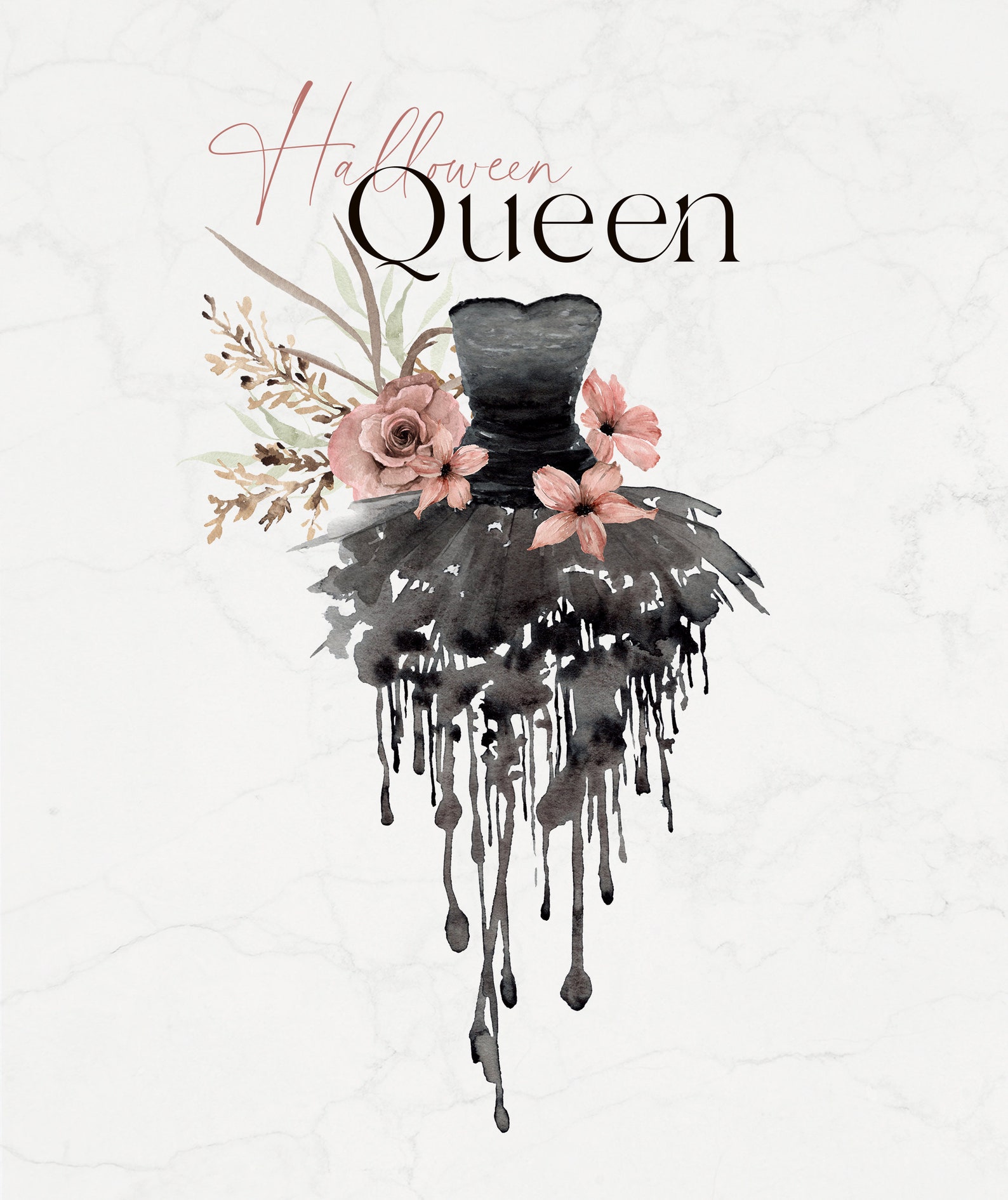 Halloween Queen Watercolor Flowers Halloween Clipart - Etsy