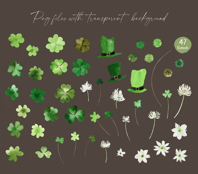 Watercolor St. Patrick's Day Clipart Clover Clipart St - Etsy