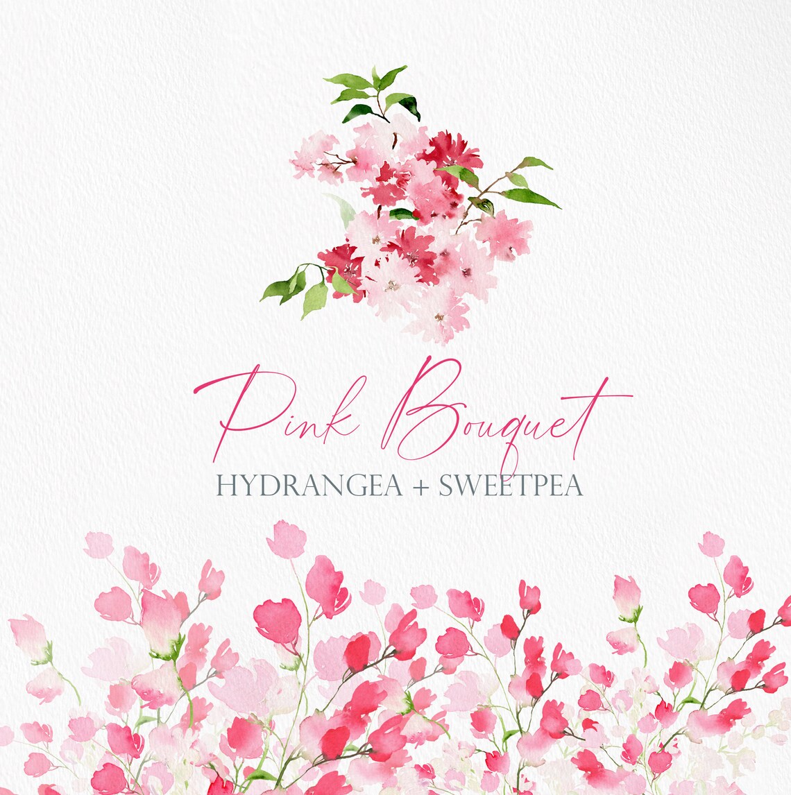 Watercolor Clipart Pink Bouquets Floral Arrangements - Etsy