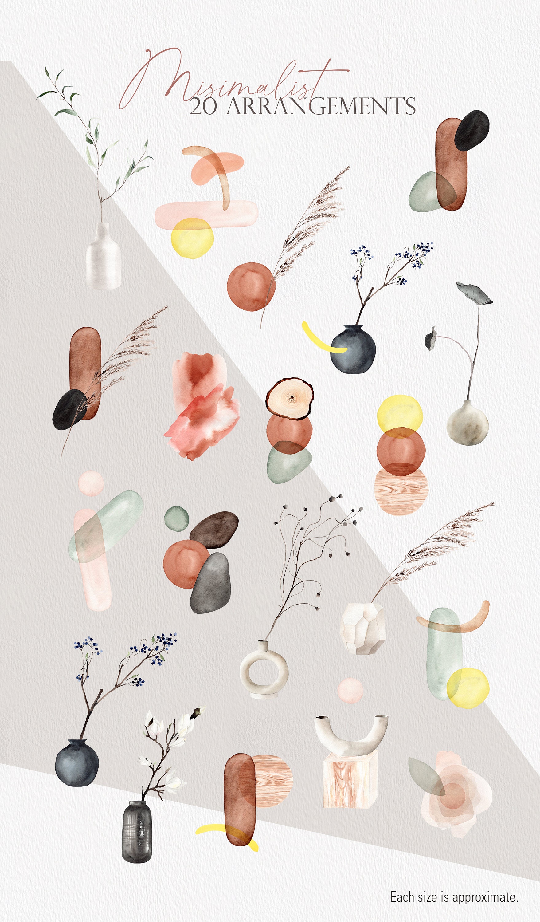 Watercolor Flower Bundle Watercolor Neutral Collection - Etsy