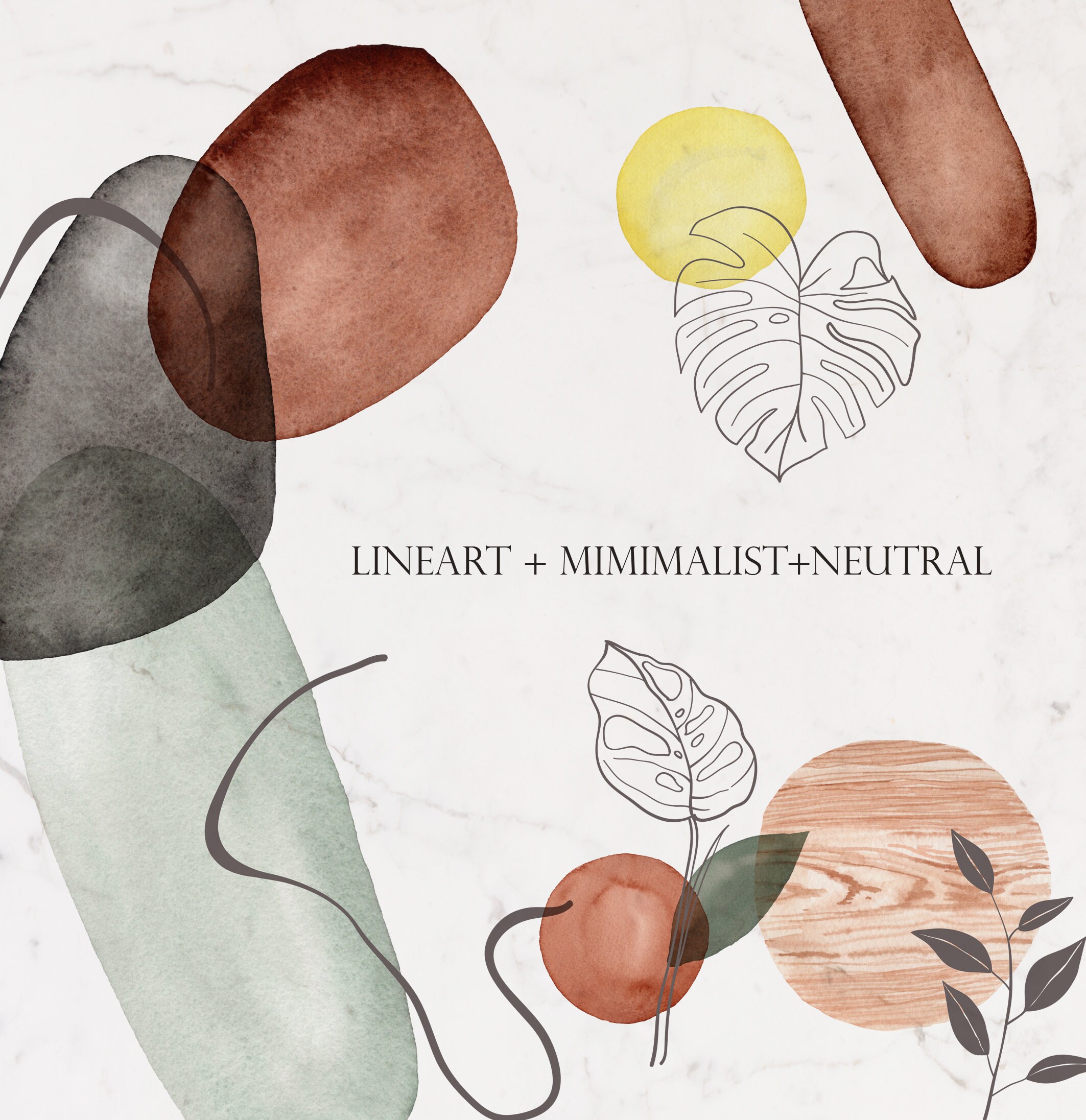 Minimalist Clipart Botanical Lineart Abstract Shape - Etsy