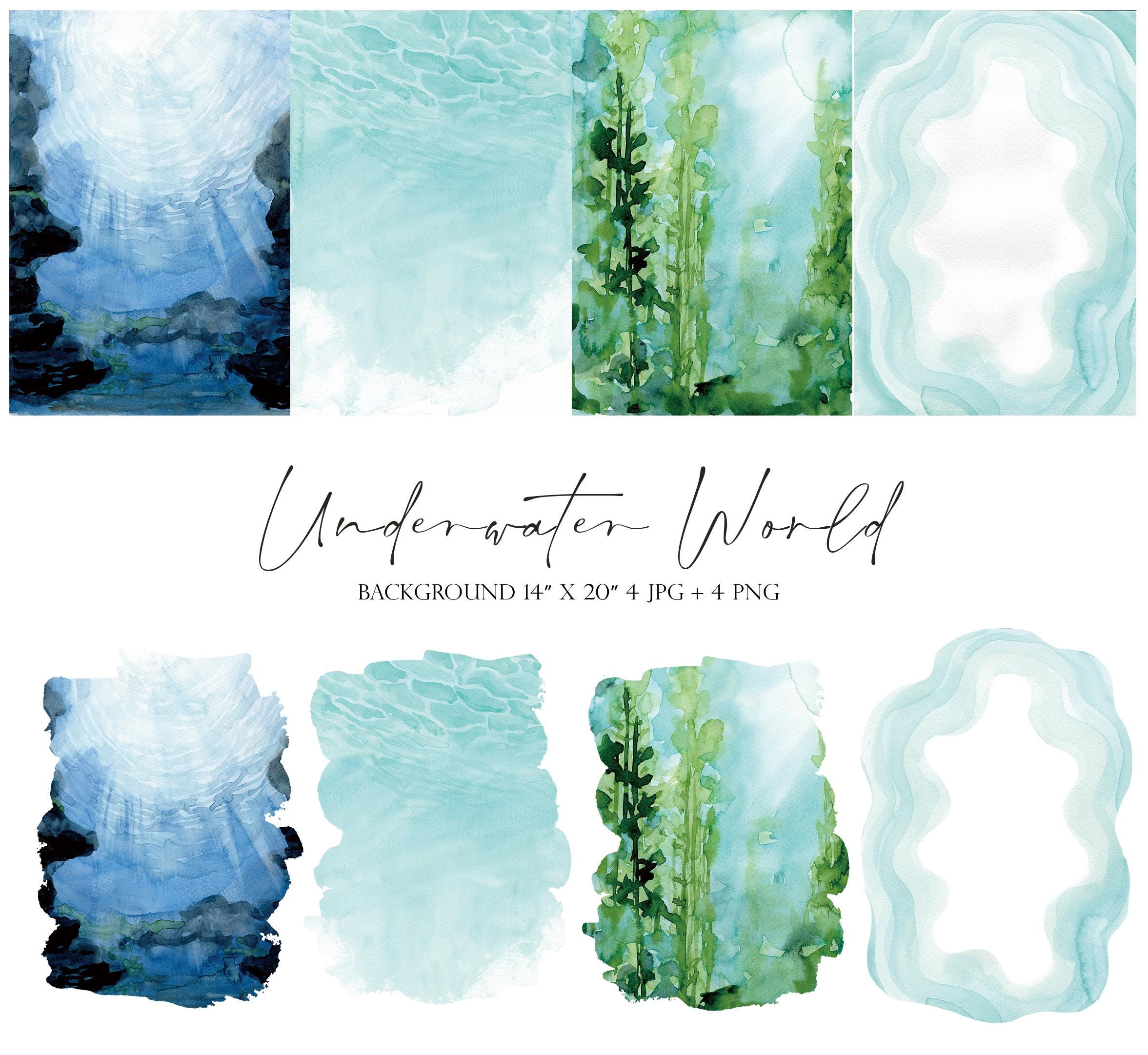 Underwater World, Watercolor Ocean, Watercolor Dolphin, Coral Clipart ...