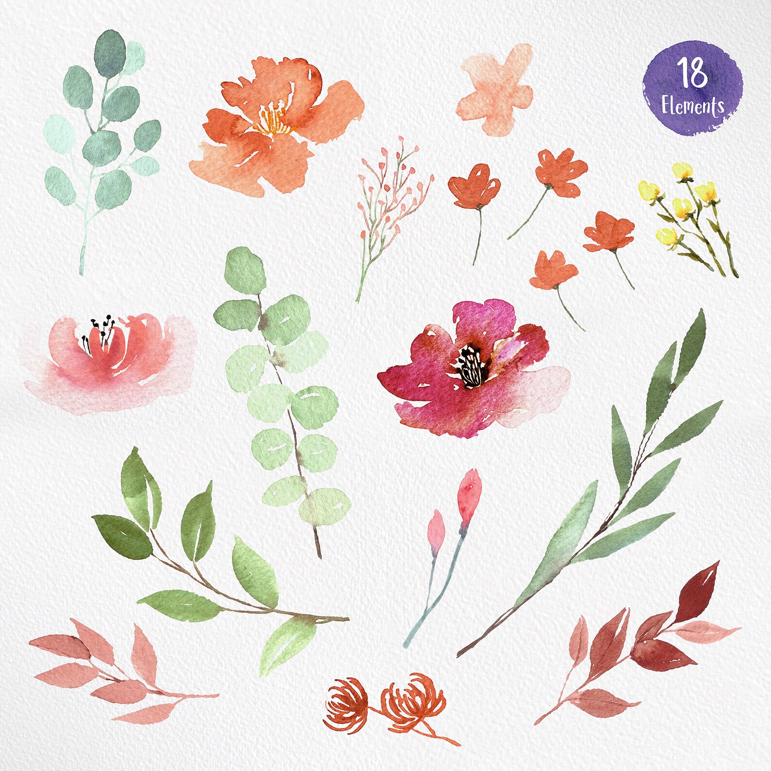 Watercolor Clipart, Greenery Watercolor Bouquets, Roses Bouquet, Floral ...