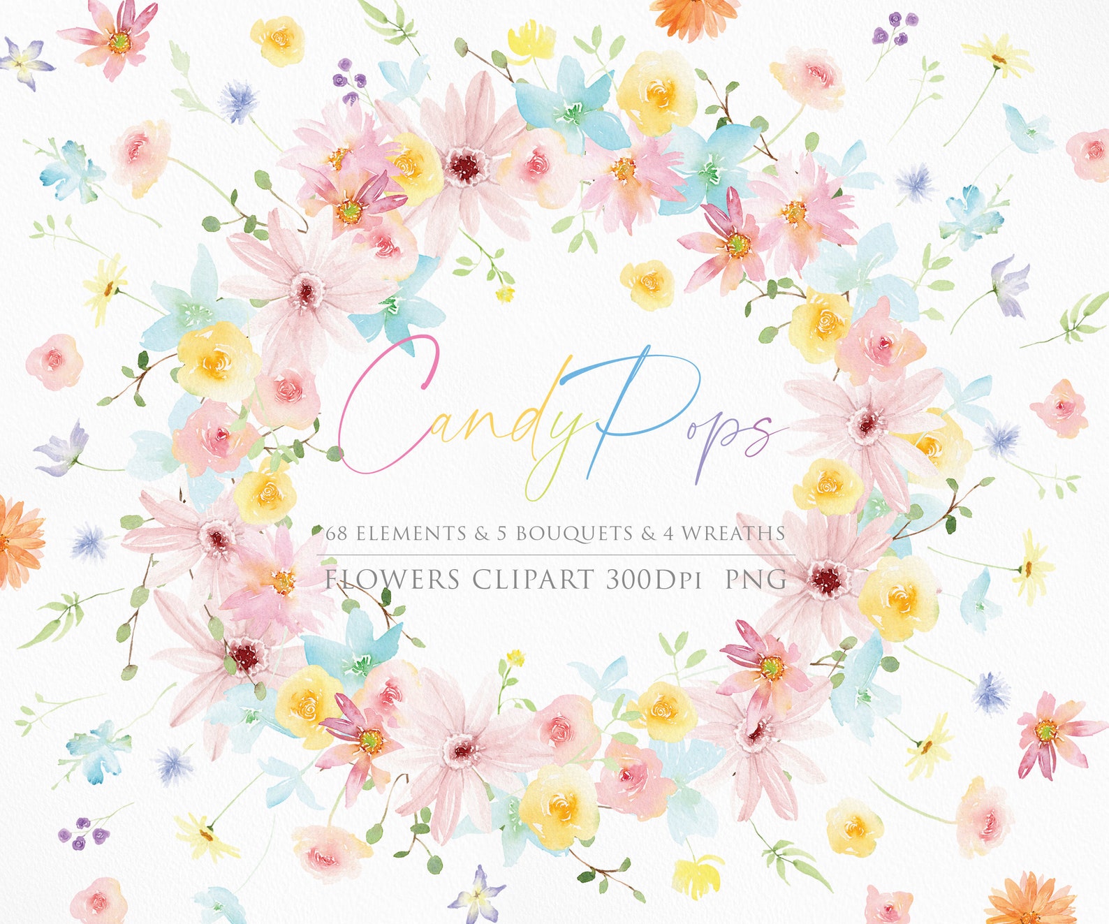 Watercolor Spring Flowers Floral Arrangements Wedding - Etsy