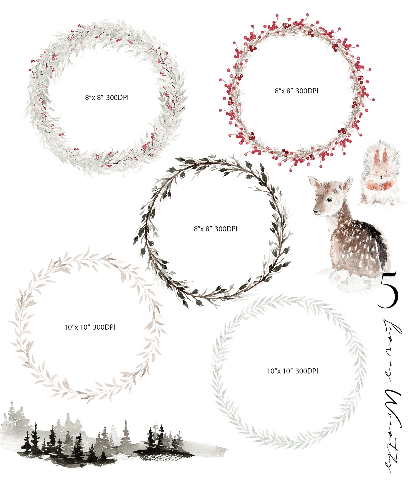 Watercolor Winter Clipart, Christmas Clipart, Christmas Watercolor Clipart, Winter Clipart ...
