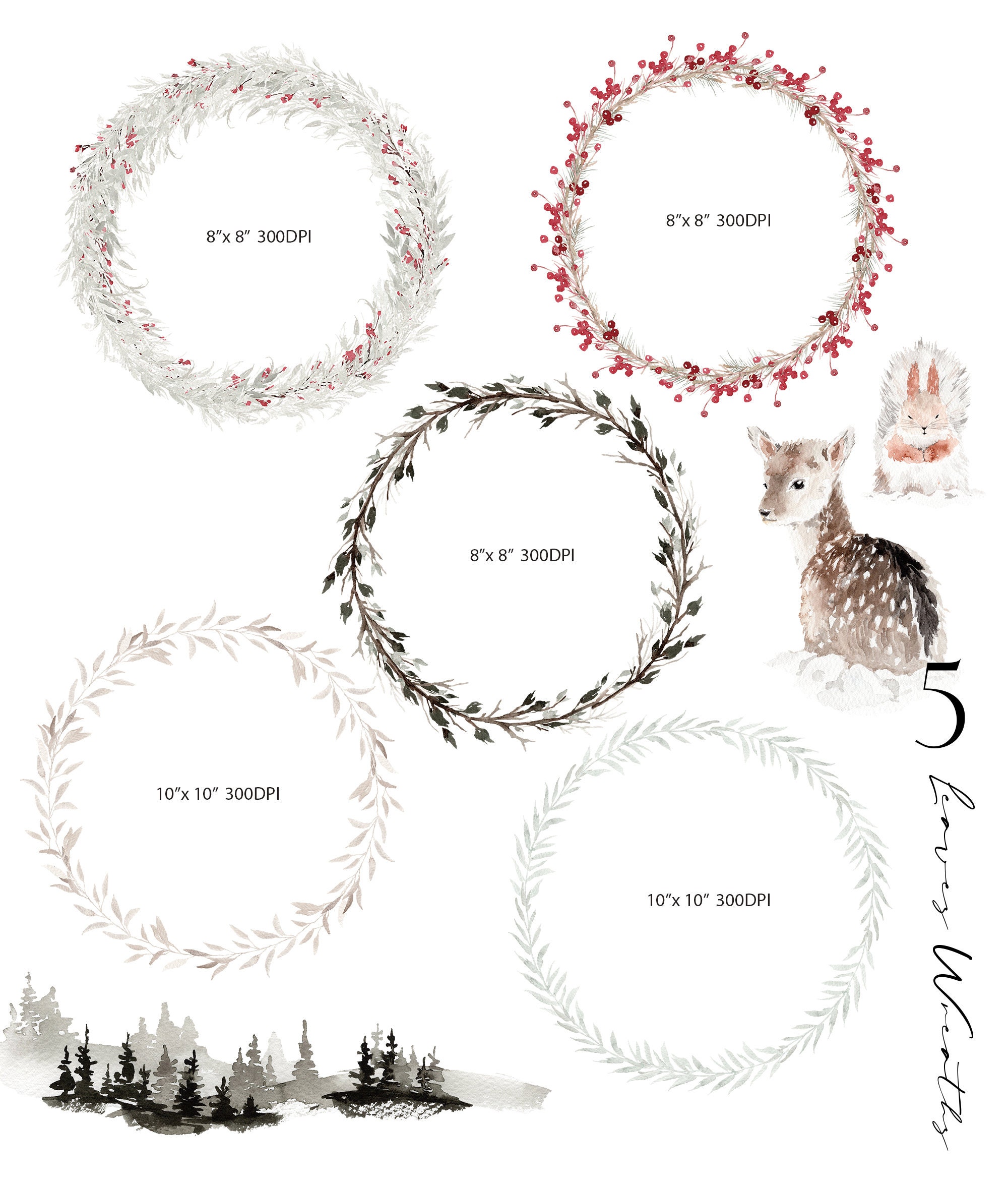 Watercolor Winter Clipart, Christmas Clipart, Christmas Watercolor Clipart, Winter Clipart ...