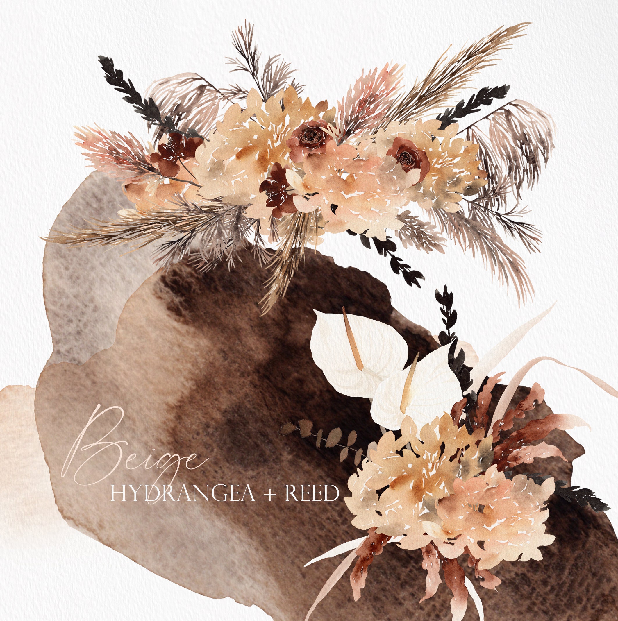 Boho Florals Flower Clipart Bohemian Floral Dried Flower - Etsy