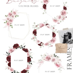Watercolor Blush Flower, Blush Burgundy Flowers, Watercolor Flower Png ...