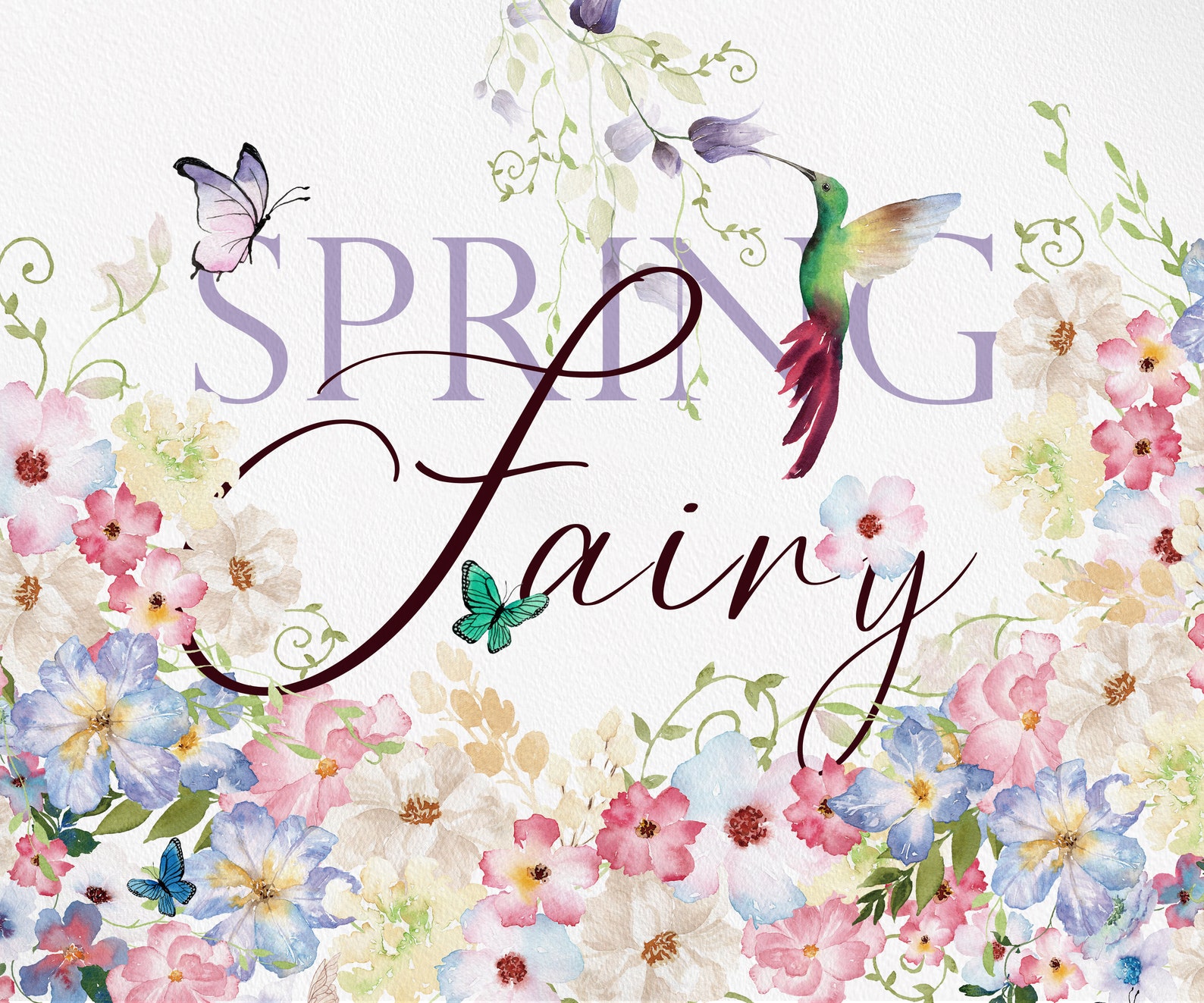 Spring Fairy Flower, Watercolor Flower, Flower Clipart, Pastel Flower ...