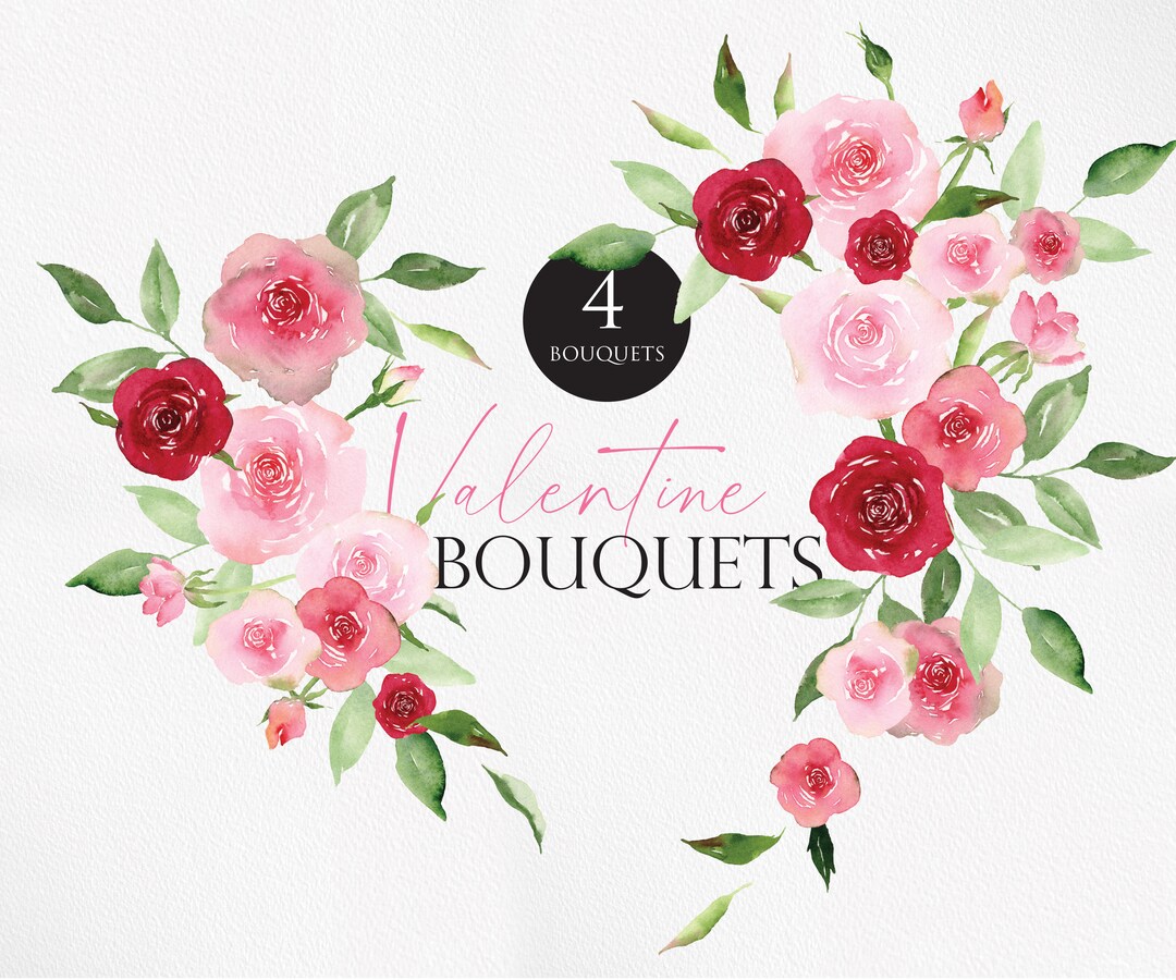 Watercolor Valentine, Valentine Clipart, Heart Clipart, Valentine PNG ...