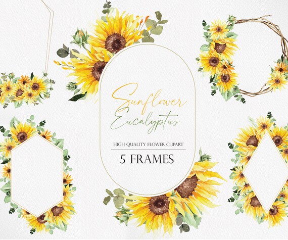 Sunflower Clipart Summer Flower Sunflower Wreath Floral - Etsy