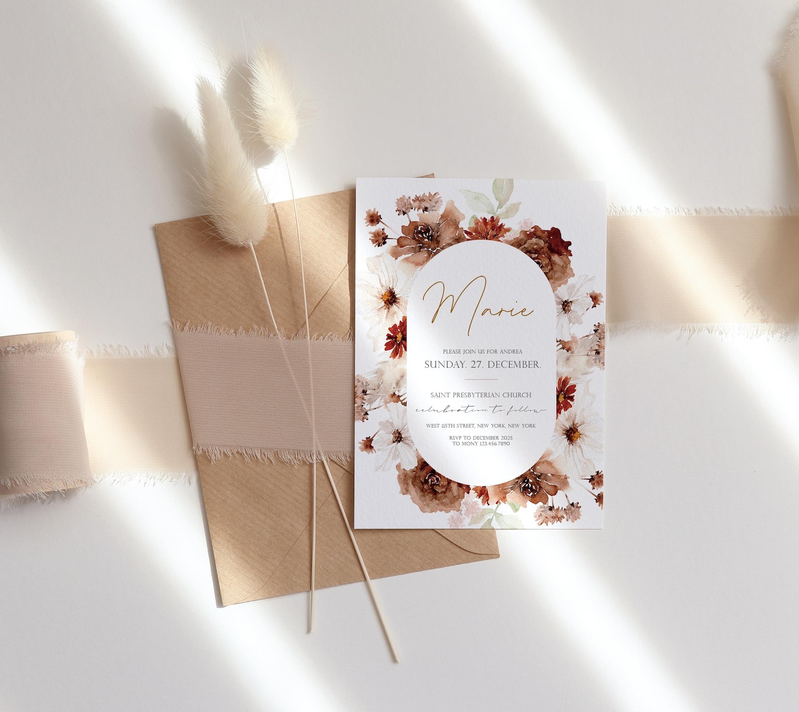 RUST BLOOM, Watercolor Fall Flower, Rustic Flower, Winter Bouquets ...