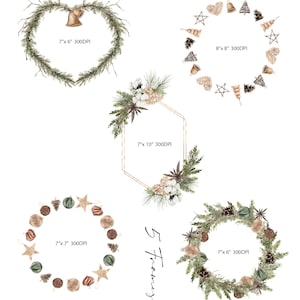 Rustic Christmas, Ornaments Clipart, Christmas Clipart, Boho Christmas ...