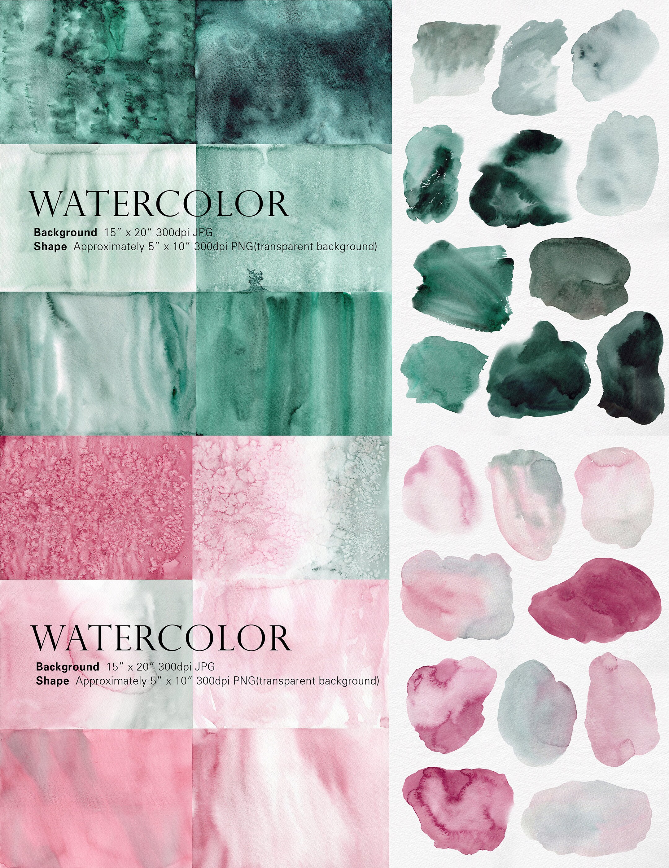 Watercolor Background Bundle Watercolor Shape Watercolor - Etsy
