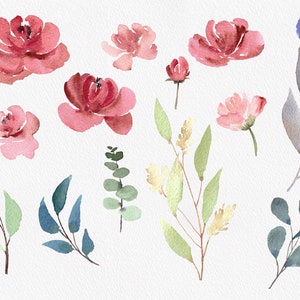 Watercolor Clipart, Roses Bouquet, Floral Arrangements, Pink Clipart ...