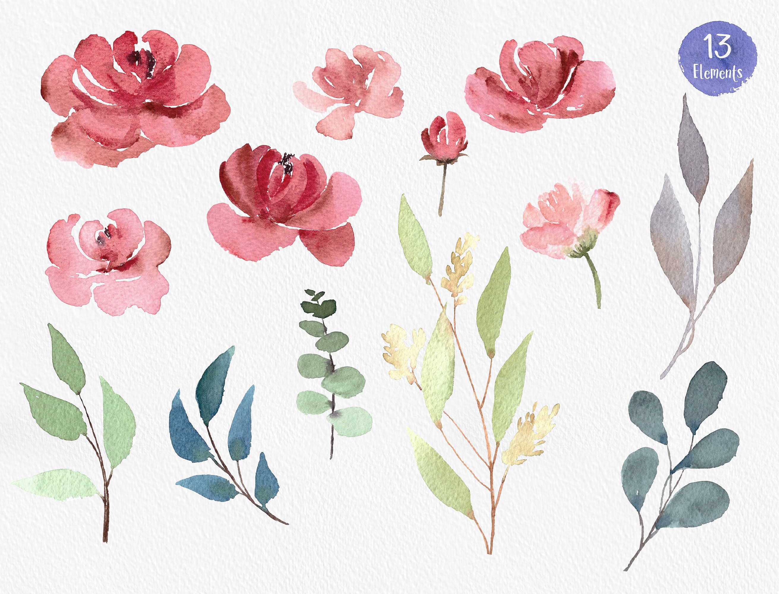 Watercolor Clipart Roses Bouquet Floral Arrangements Pink - Etsy Canada