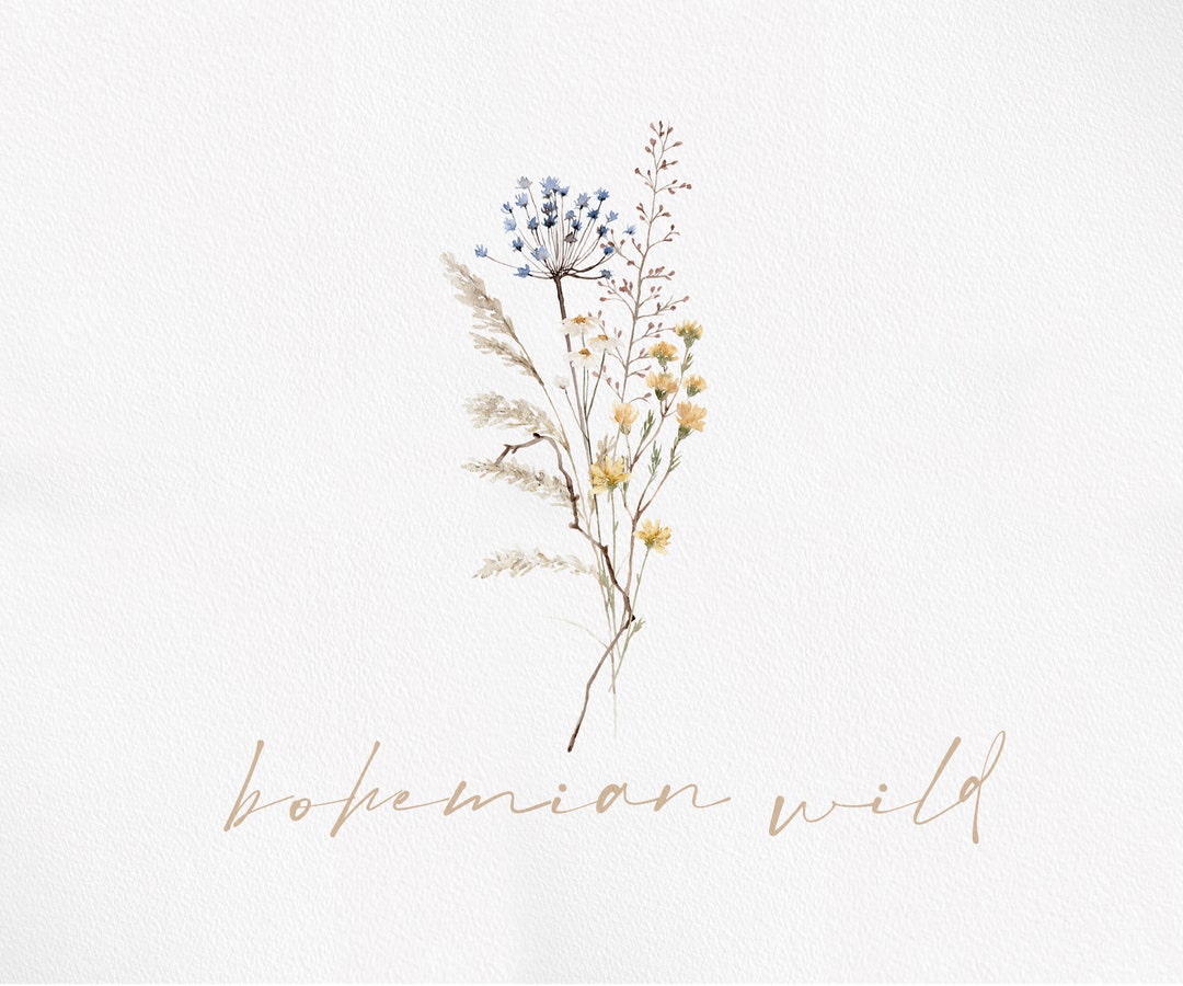 Boho Wild Flowers, Watercolor Wild Flower, Wild Flower PNG, Watercolor ...
