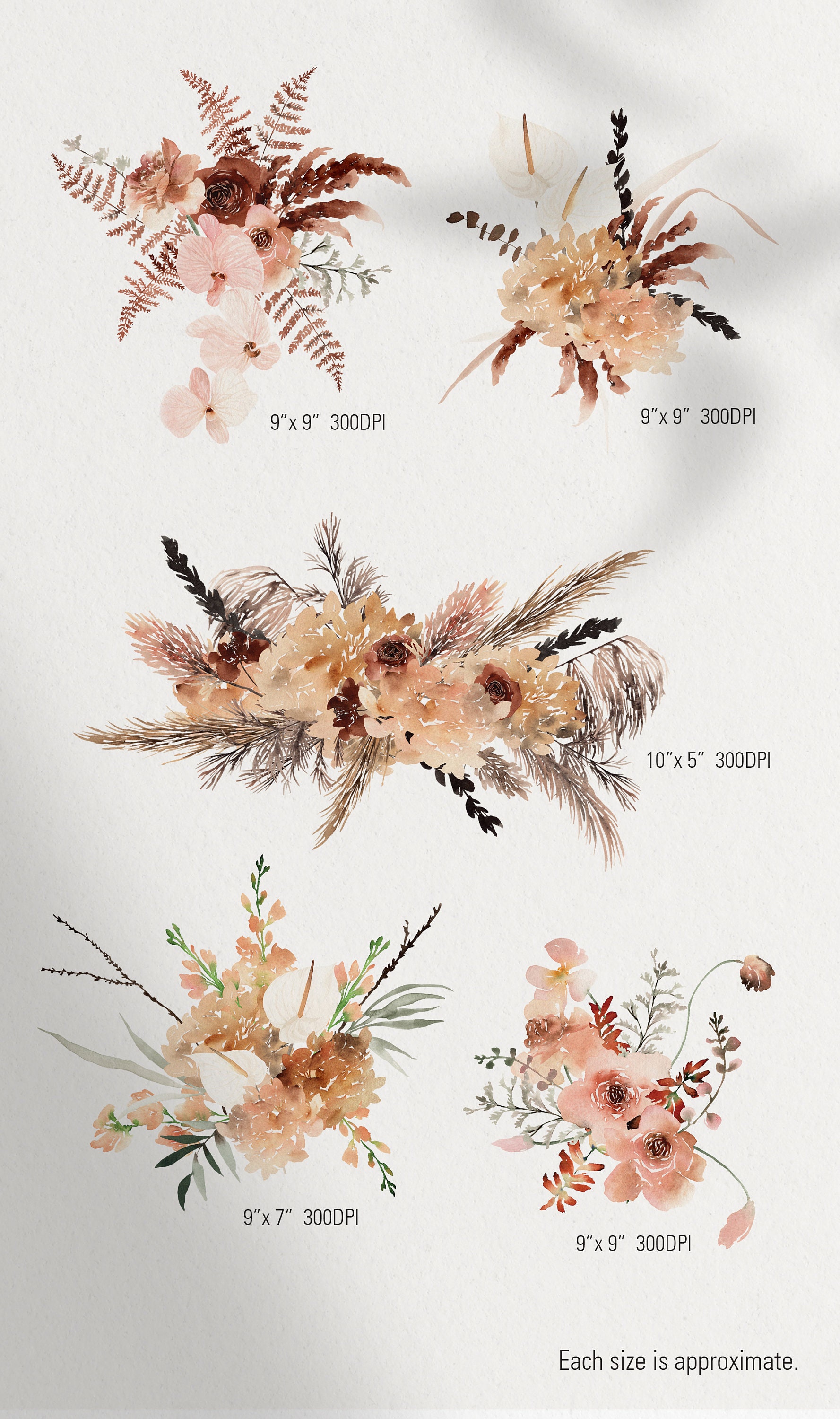 Boho Florals Flower Clipart Bohemian Floral Dried Flower - Etsy