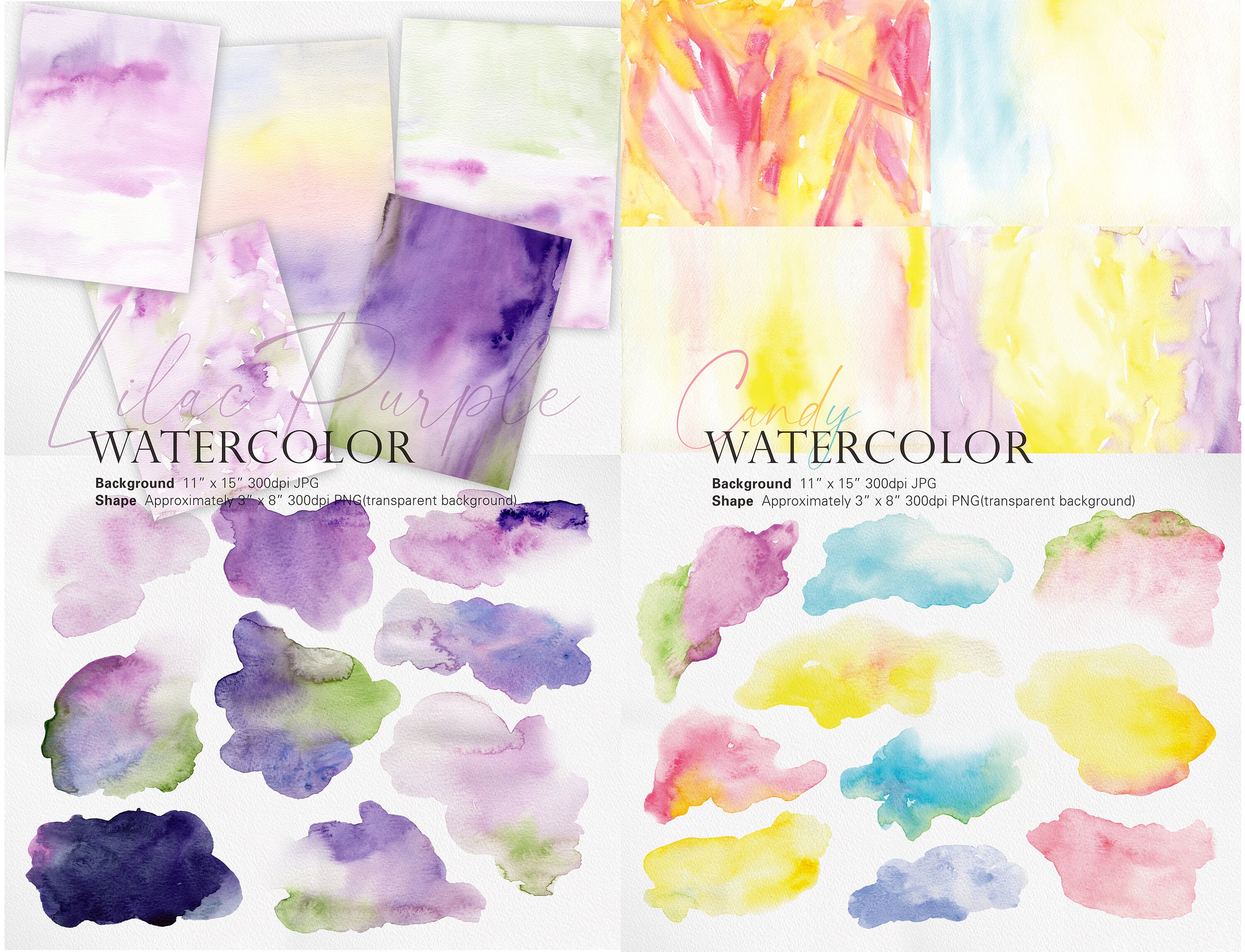 Watercolor Background Bundle Watercolor Shape Watercolor - Etsy