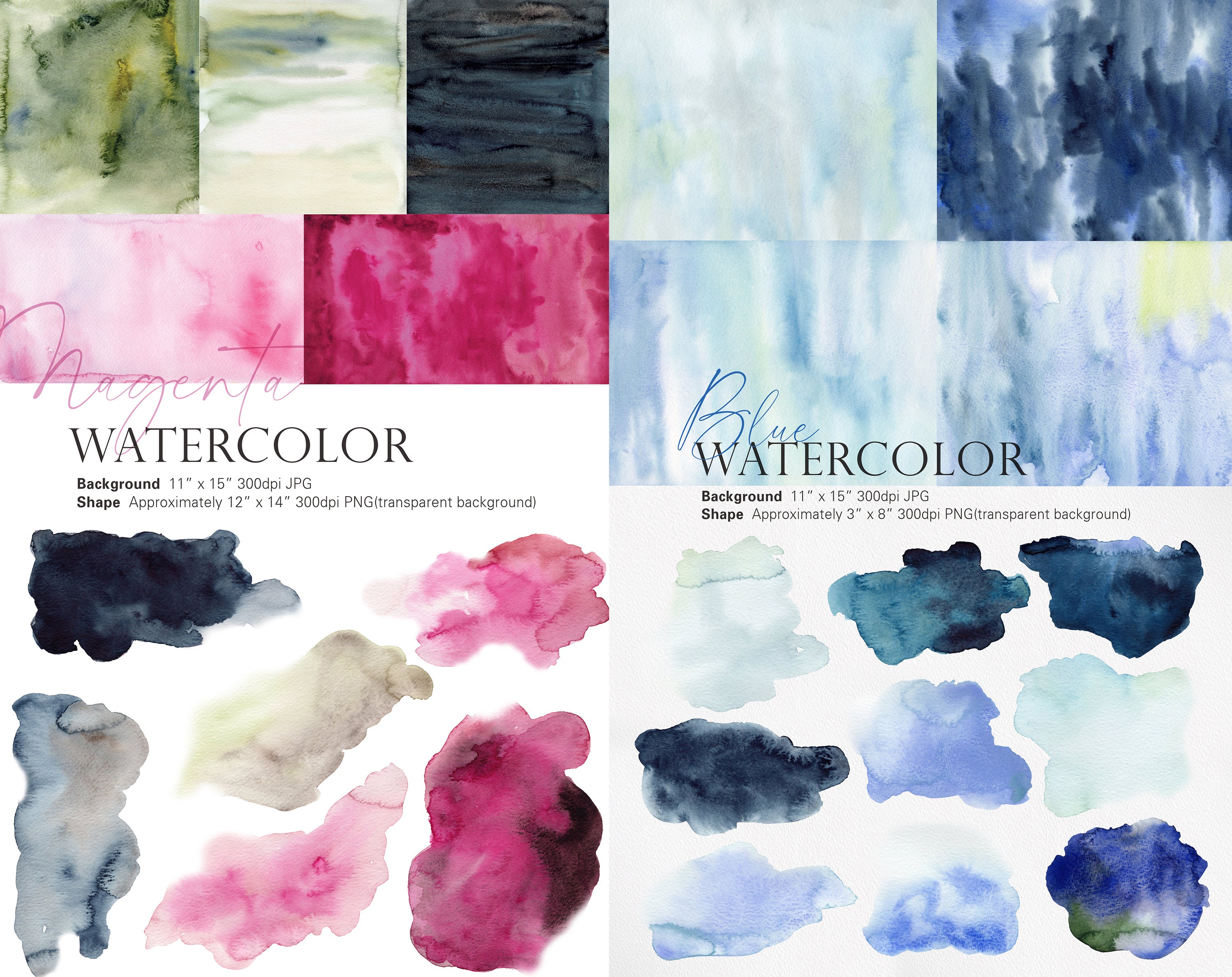 Watercolor Background Bundle Watercolor Shape Watercolor - Etsy