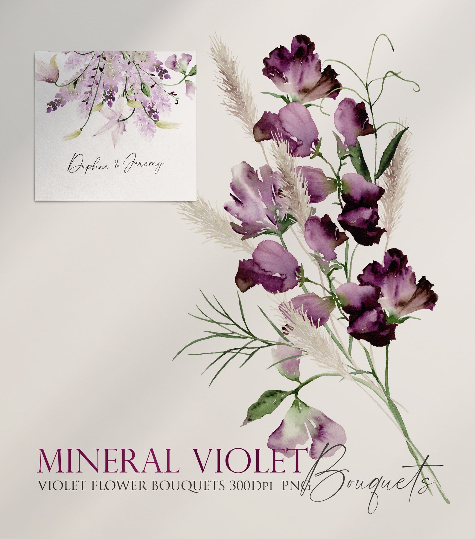 Watercolor Flower Watercolor Clipart Purple Flower Violet - Etsy