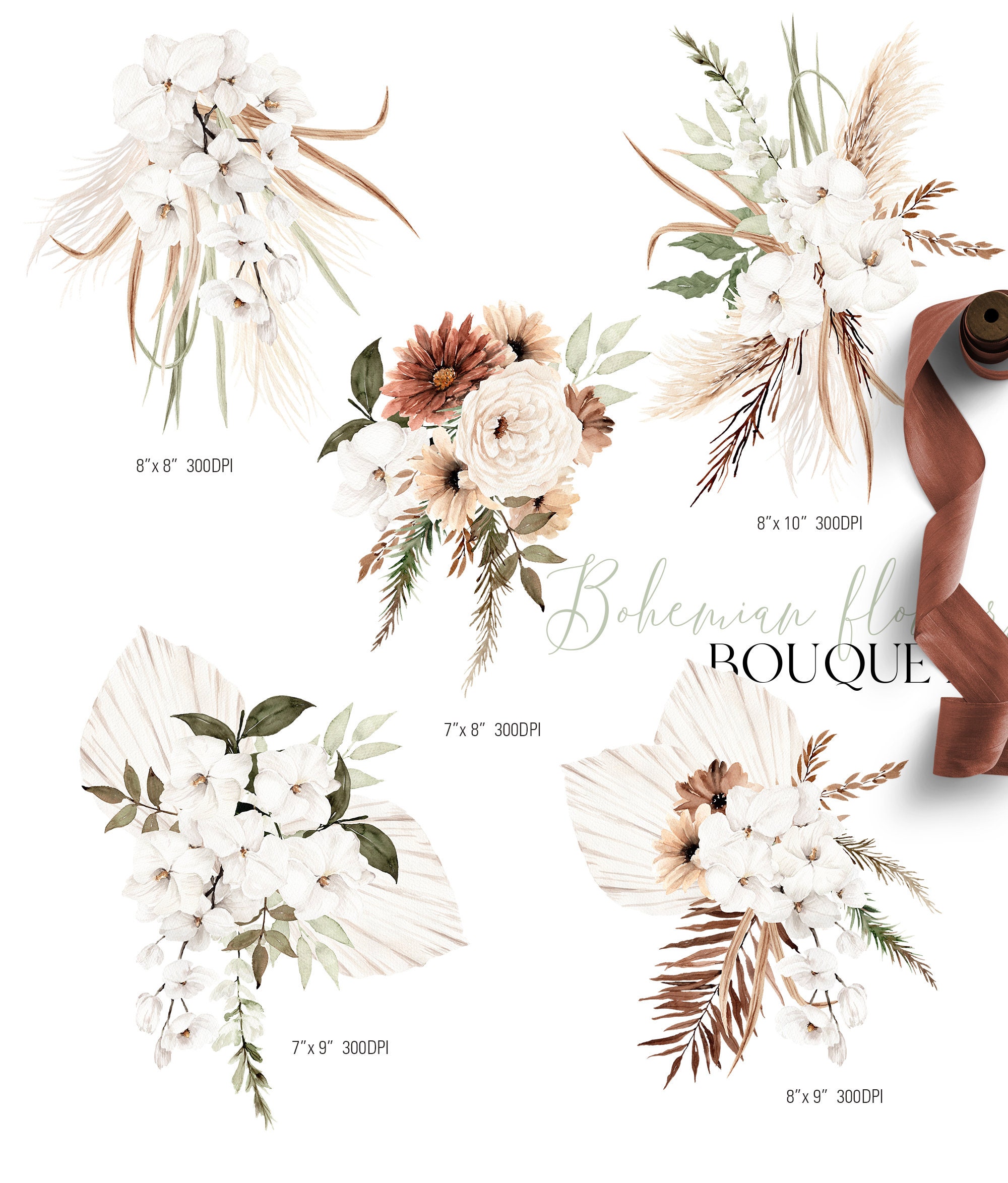 Elegant Boho Flower Boho Flower Watercolor Flower | Etsy