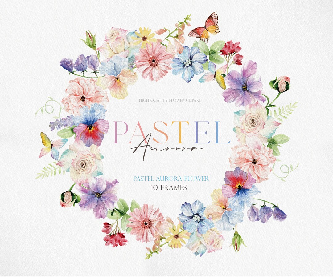 PASTEL AURORA, Watercolor Flower, Watercolor Clipart, Flower Clipart ...