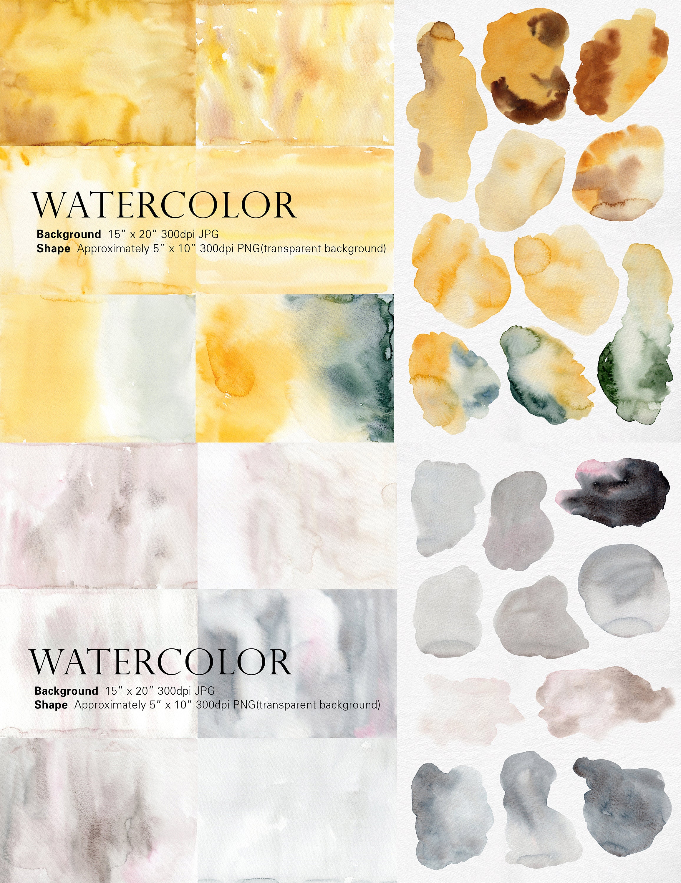 Watercolor Background Bundle Watercolor Shape Watercolor - Etsy