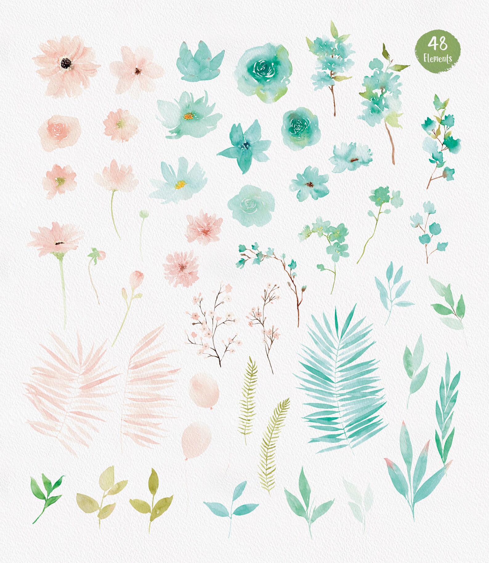 Watercolor Clipart Mint Flowers Floral Arrangements Wedding - Etsy