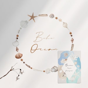 OCEAN Boho, Summer Clipart, Ocean Clipart, Coral Clipart, Watercolor ...