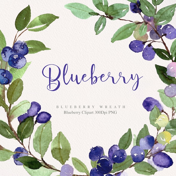Watercolor Blueberry Print - Etsy