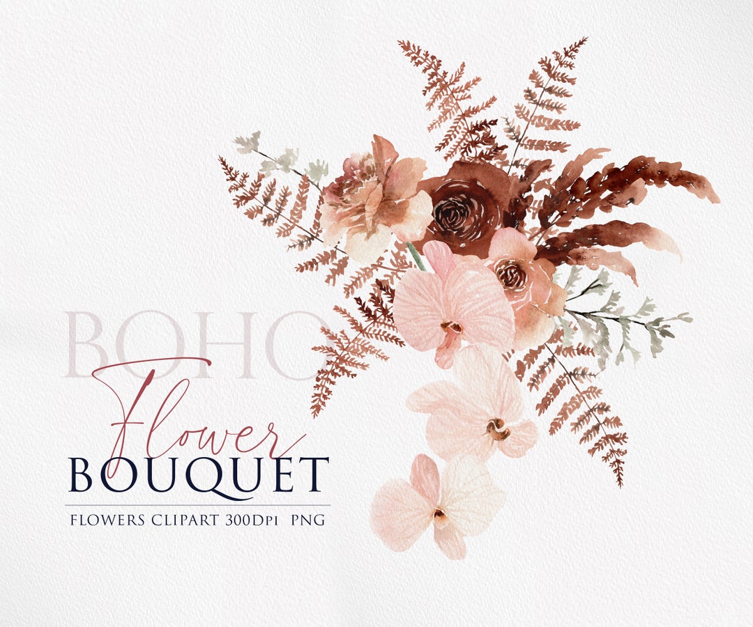 Boho Florals, Flower Clipart, Bohemian Floral, Dried Flower Clipart ...