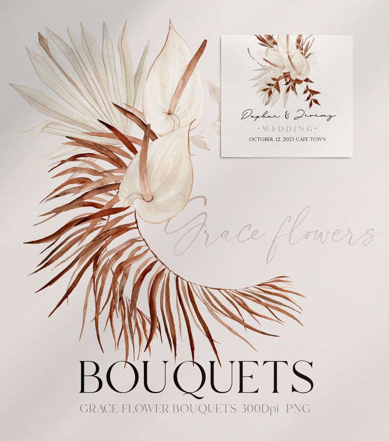 Grace Flower Watercolor Clipart Watercolor Flower PNG | Etsy