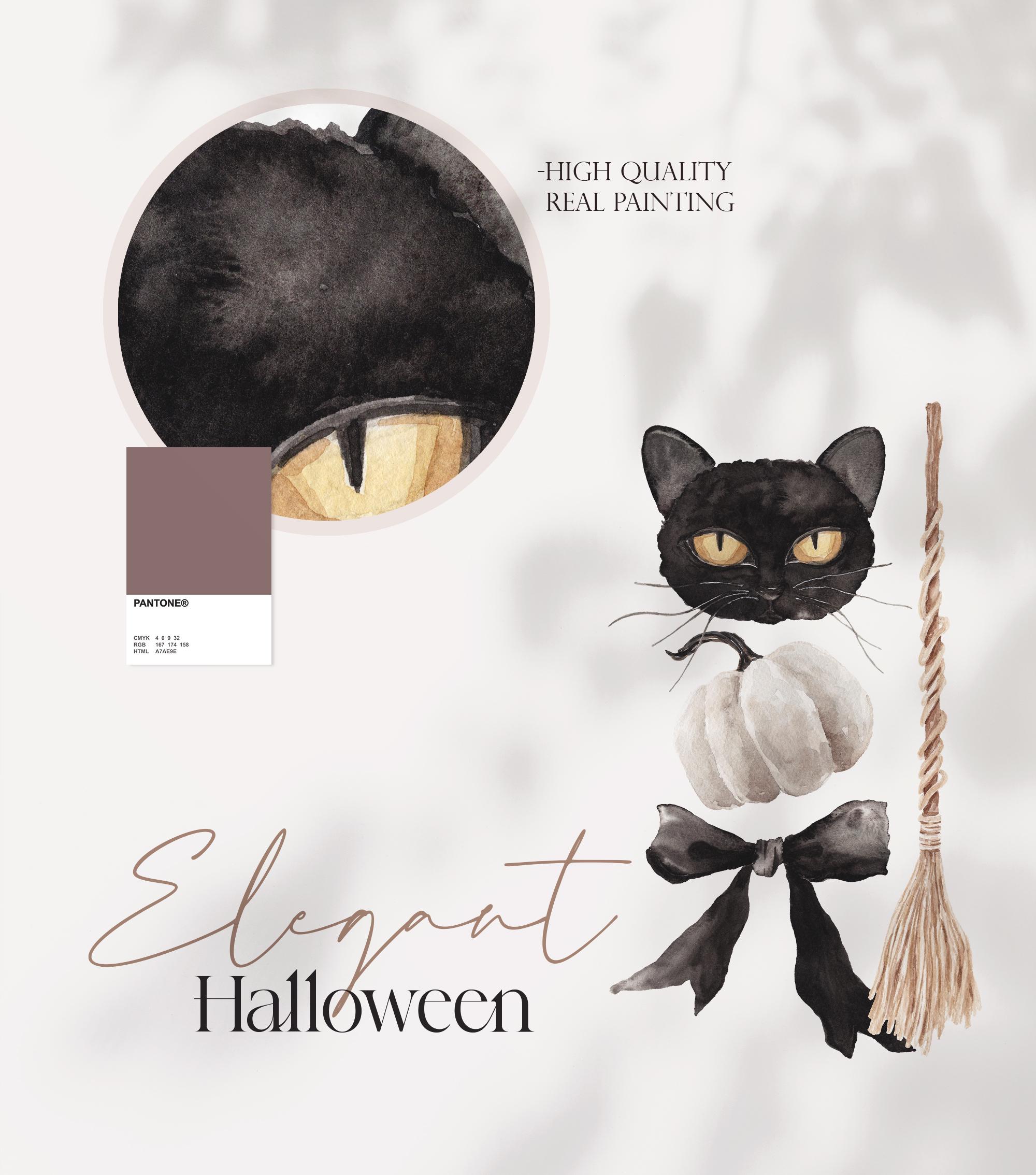 ELEGANT HALLOWEEN, Watercolor Halloween Clipart, Halloween Clipart ...