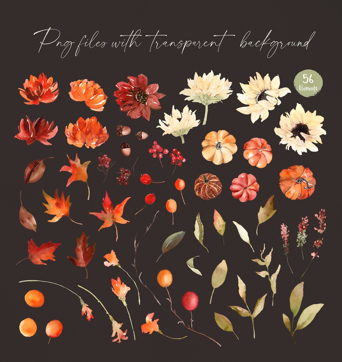 Watercolor Thanksgiving clipart Autumn Botanical Watercolor | Etsy