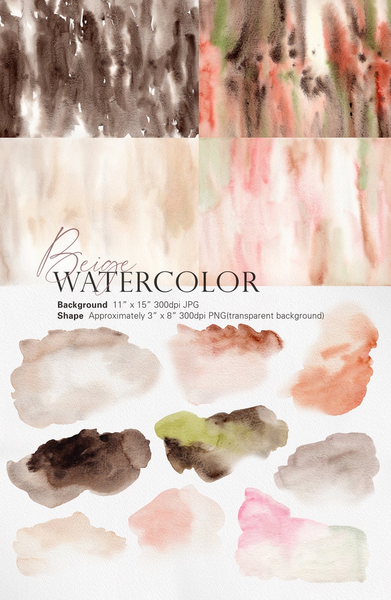 Watercolor Flower Bundle Watercolor Beige Collection Boho - Etsy