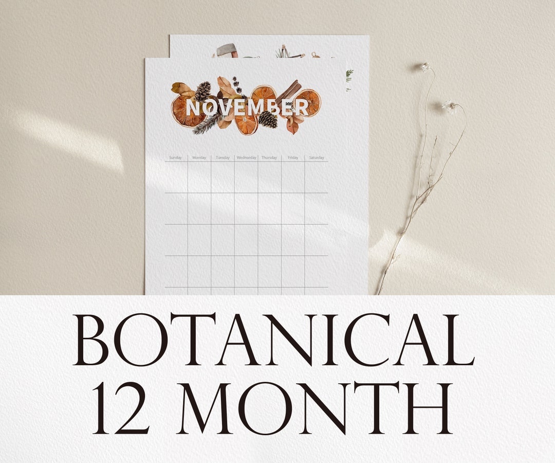 Botanical 12 Month, Watercolor Flower, Watercolor Flower Png, Month ...