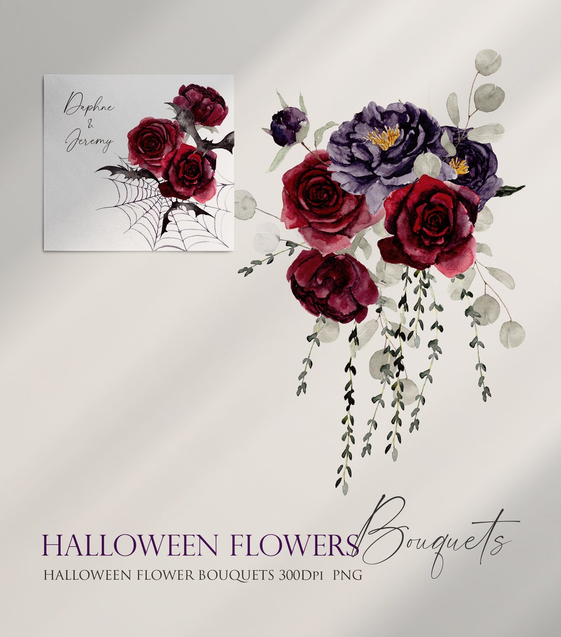 Beautiful Halloween Watercolor Flowers Floral Arrangements - Etsy
