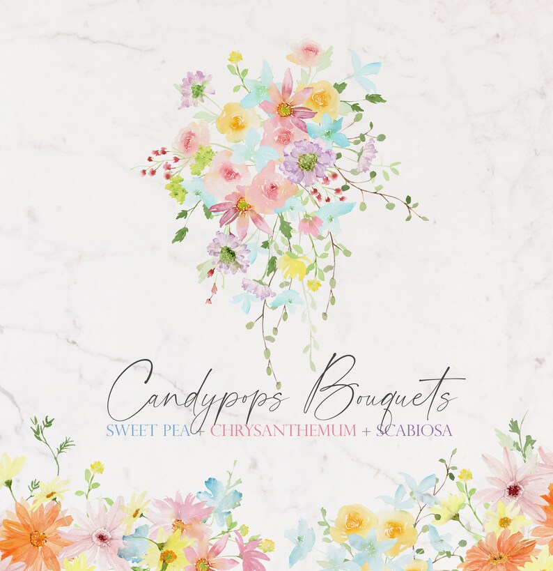 Watercolor Spring Flowers Floral Arrangements Wedding - Etsy