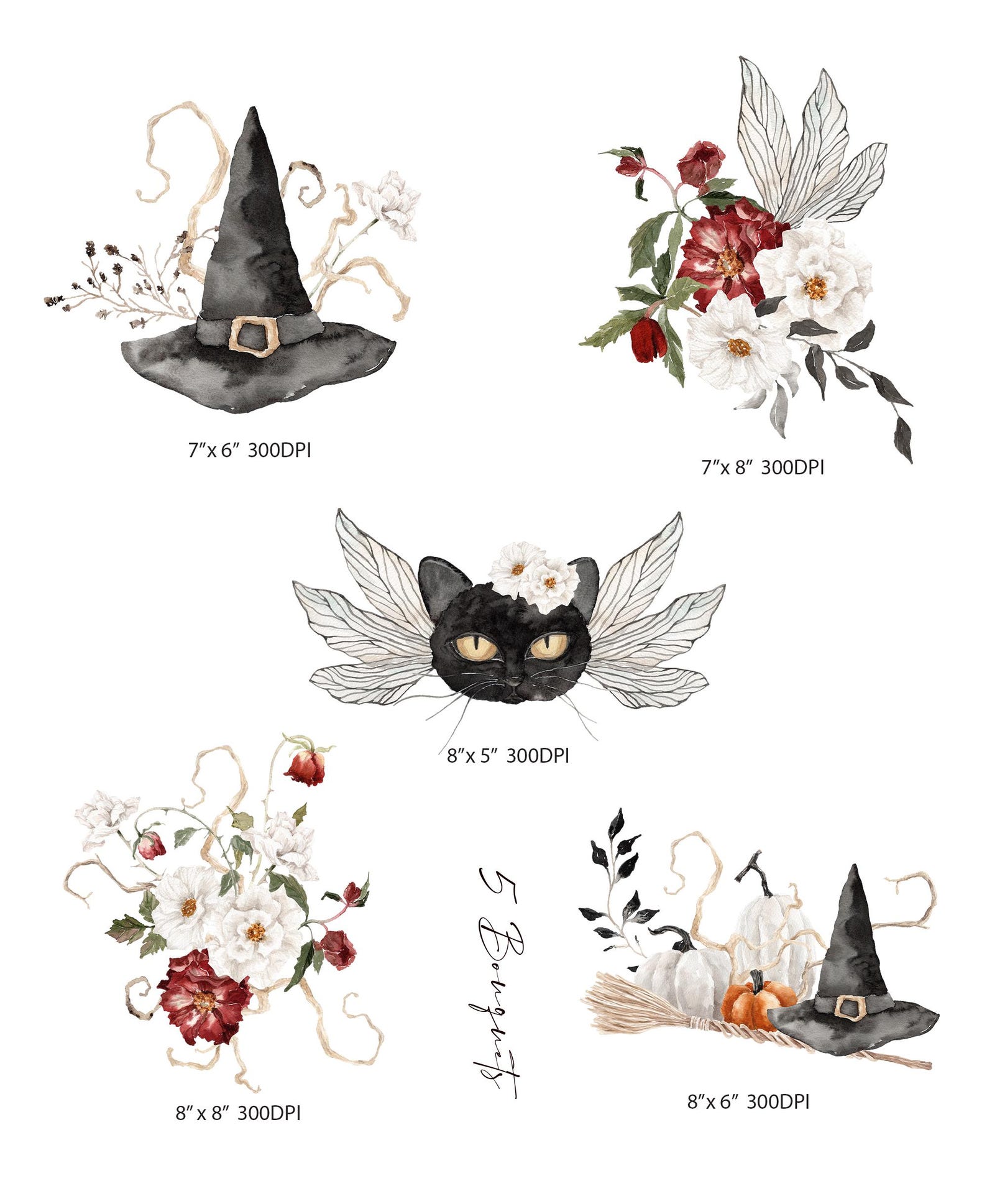 ELEGANT HALLOWEEN, Watercolor Halloween Clipart, Halloween Clipart ...