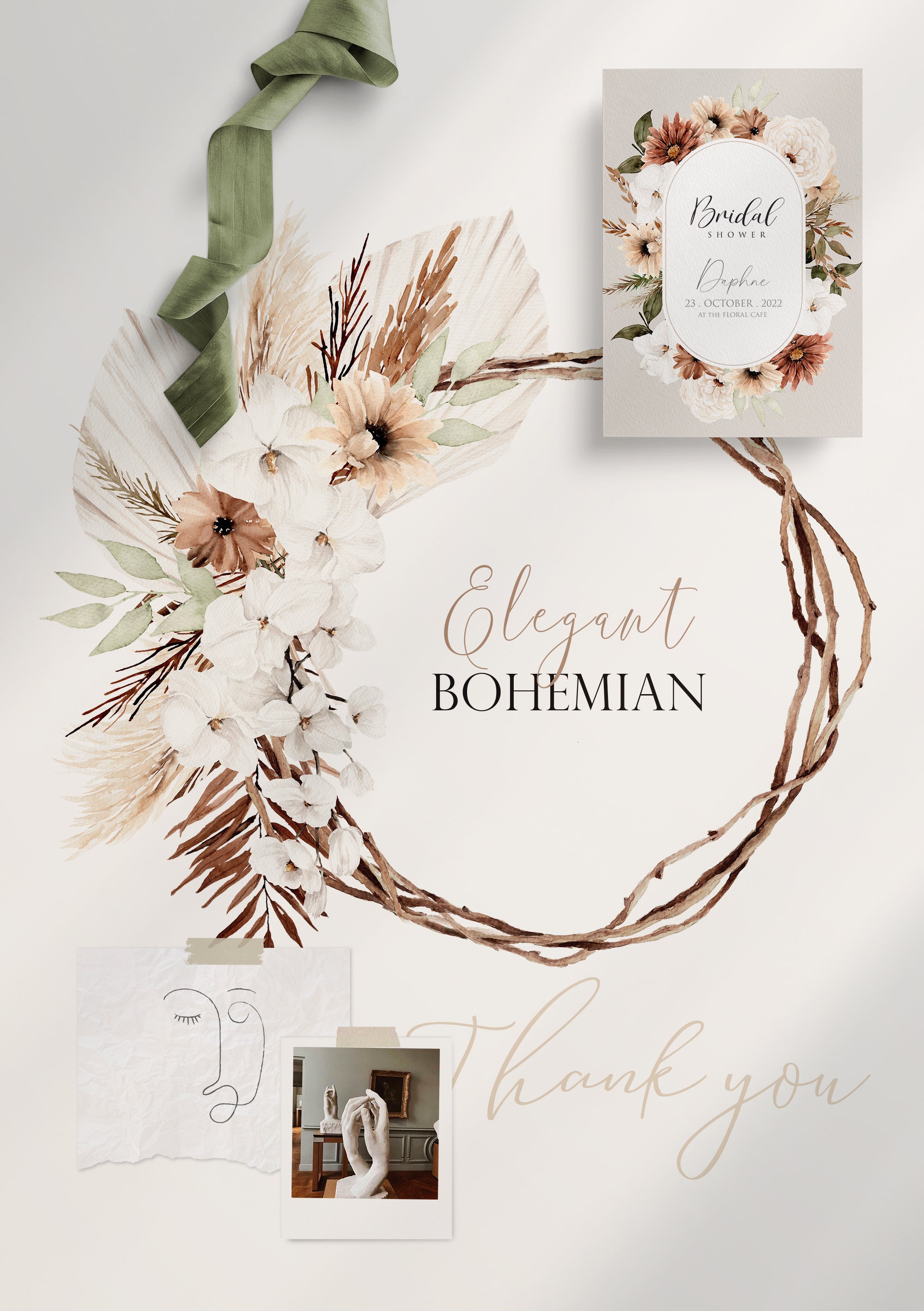 Elegant Boho Flower Boho Flower Watercolor Flower - Etsy