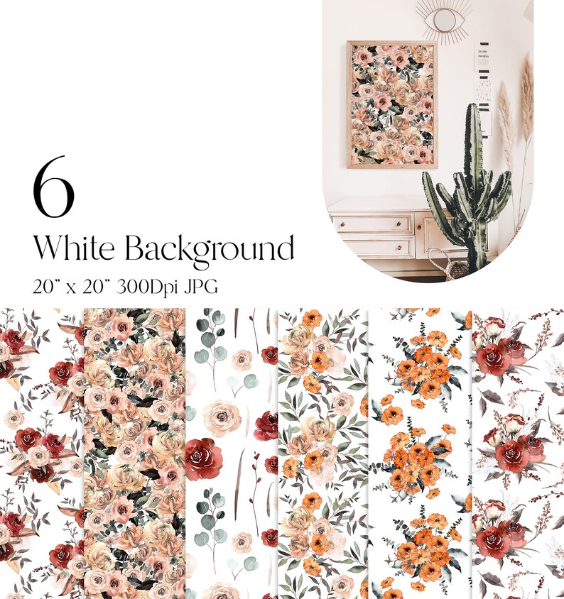 Watercolor Flower Pattern Flower Digital Paper Seemless - Etsy