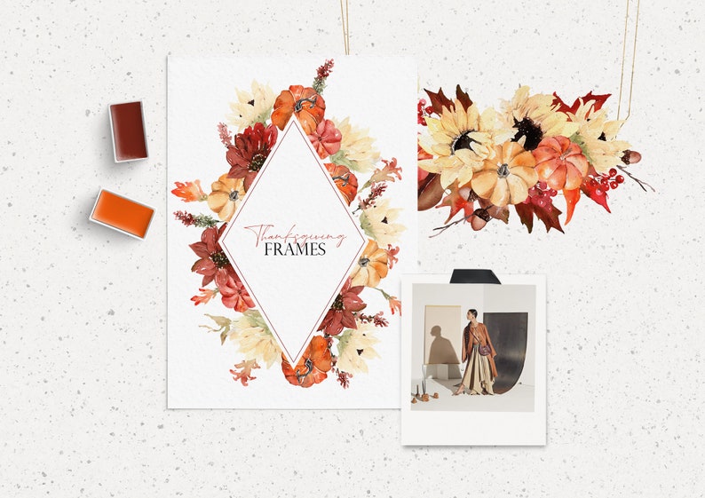 Watercolor Thanksgiving Clipart, Autumn Flower, Watercolor Flower ...