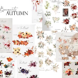 Autumn Flower Bundle, Watercolor Flower Bundle, Flower PNG, Watercolor ...