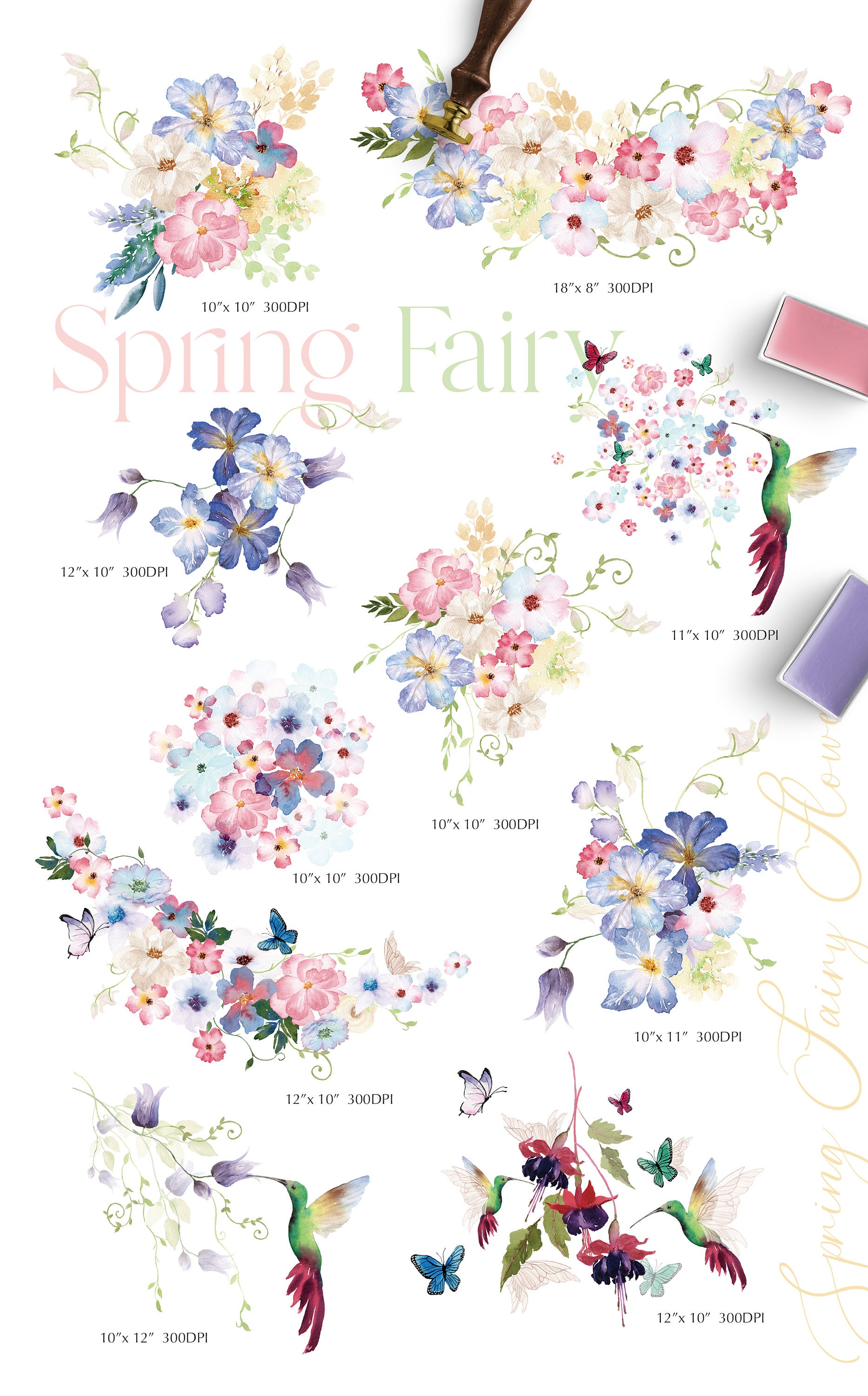 Spring Fairy Flower Watercolor Flower Flower Clipart Pastel - Etsy