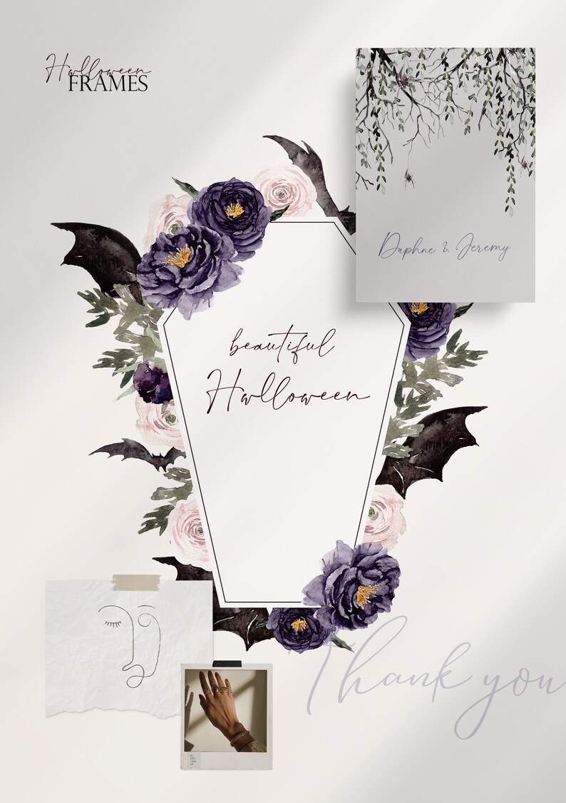 Beautiful Halloween Watercolor Flowers Halloween Clipart | Etsy